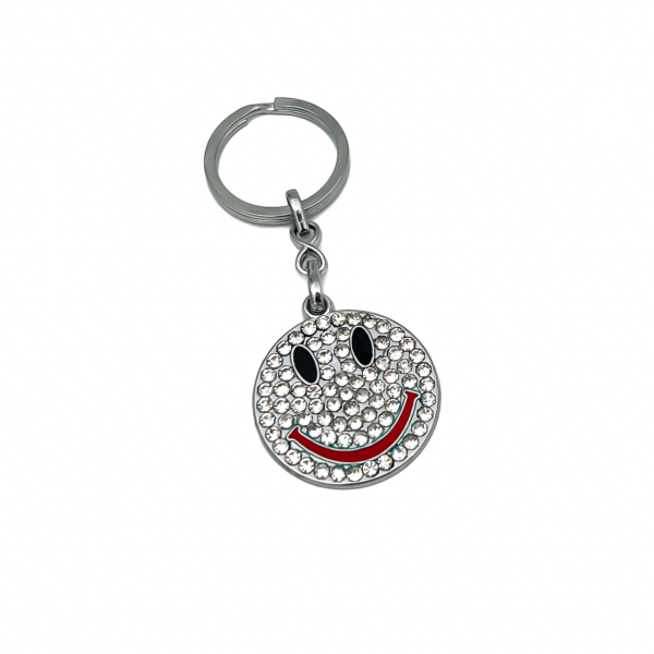 Smiley emoji gekleurd steentjes-Zilver - Autosleutel Kopiëren